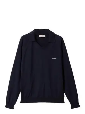 Miu Miu Wool Polo Sweater - Blue/grey