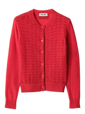 MIU MIU Lace-Effect Cashmere Cardigan
