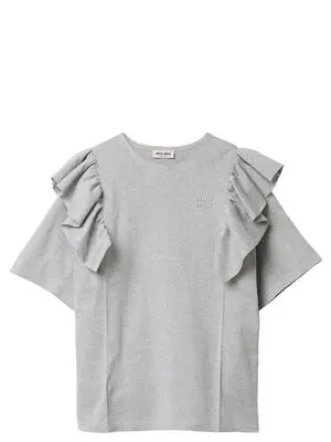 Miu Miu Cotton Crew-neck Dress - Marble Gray