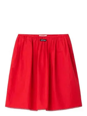 Miu Miu Slubbed Poplin Flared Skirt - Red