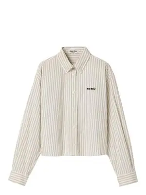 Miu Miu Striped Poplin Shirt - Cream
