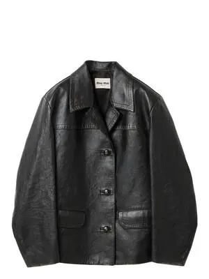 Miu Miu Leather Jacket - Black