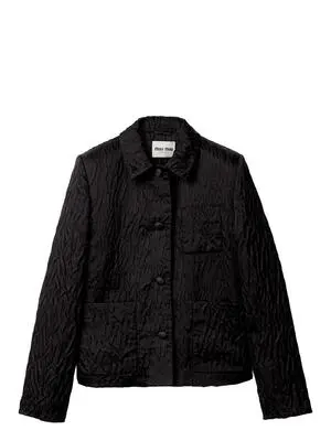 Miu Miu Single-breasted Cloqué Duchesse Jacket - Black