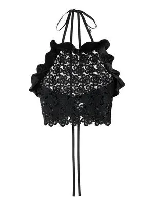 Miu Miu Macramé Pinafore Top - Black