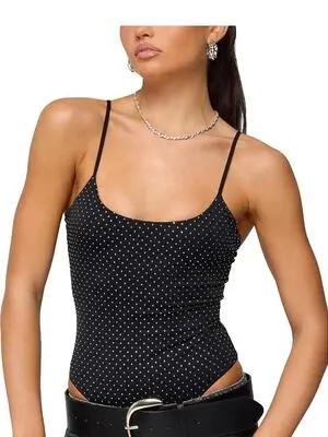 EDIKTED Rhinestone Bodysuit - Black