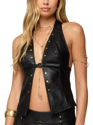 EDIKTED Split Front Top - Black