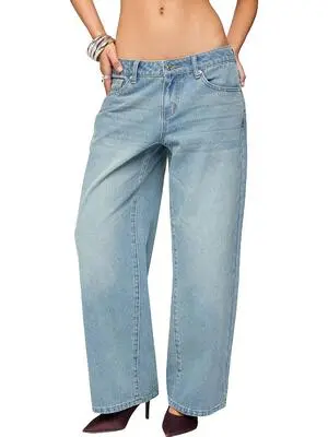 EDIKTED Raelynn Low Rise Baggy Jeans - Tinted-denim
