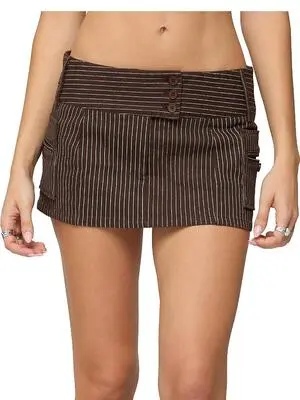 EDIKTED Pinstripe Mini Skort - Dark-brown