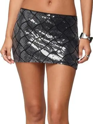 EDIKTED Sequin Mini Skirt - Black