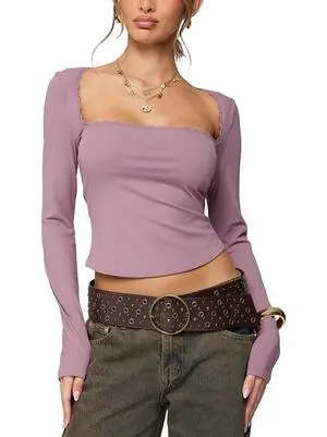 EDIKTED Lacey Tie Back Top - Mauve