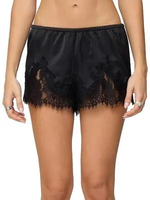 EDIKTED Lacey Satin Effect Shorts - Black