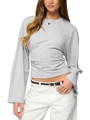 EDIKTED Cinch-waist Top - Gray-melange