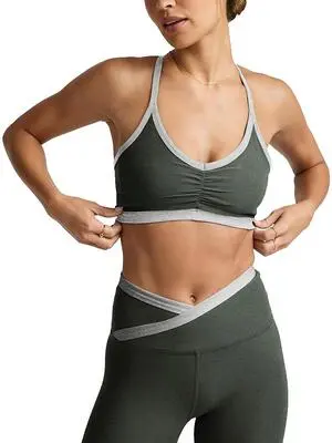 Beyond Yoga Spacedye Outlines Strappy Bra - Dusty Forest Heather