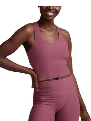Beyond Yoga Spacedye Twist Cropped Tank - Smooth Mauve Heather