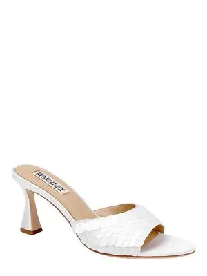 Badgley Mischka Winika Embellished Slides - White Satin