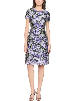 Theia Jacquard Dress - Iris Bloom