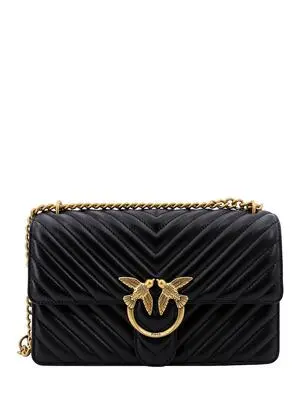 Pinko Love One Quilted Leather Crossbody Bag - Black