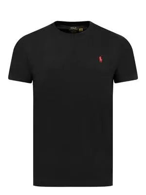 Polo Ralph Lauren Cotton Tshirt With Embroidered Logo On The Front - Black