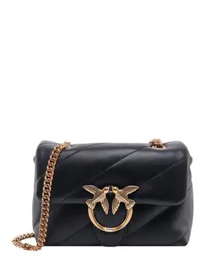 Pinko Love Puff Mini Matelassé Leather Shoulder Bag - Black