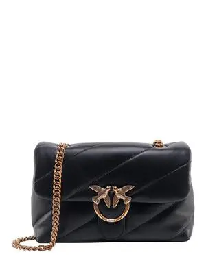 Pinko Love Puff Classic Matelassé Leather Shoulder Bag - Black