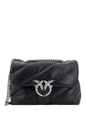 Pinko Matelassé Leather Shoulder Bag - Black