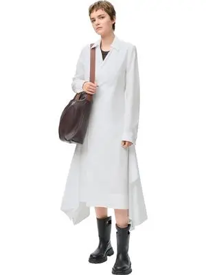 Loewe Draped Cotton Dress - White