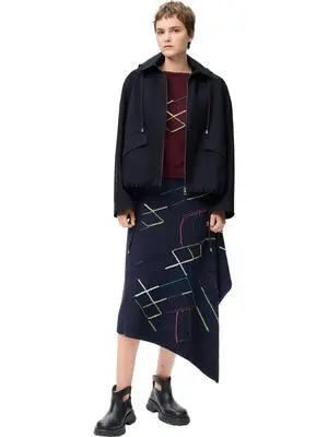 Loewe Hooded Cotton And Silk Parka - Dark Navy