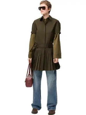 Loewe Pleated Shirt Dress - Khaki Green