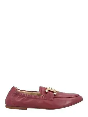 TOD'S Leather Loafers With Appliqués - Red