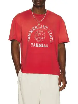 NAHMIAS Summerland State Boxy Tee In Red - Ruby