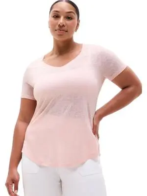 Athleta Breezy Scoop V-neck Tee - Pink Sand
