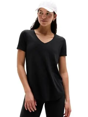 Athleta Breezy Scoop V-Neck Tee Black