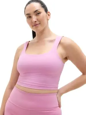 Athleta Transcend Square Neck Crop Sports Bra D-dd - Quartz Pink