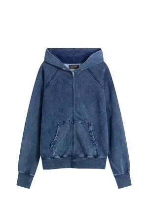 LES TIEN Heavyweight Raglan Zip Hoodie - Vintage Indigo