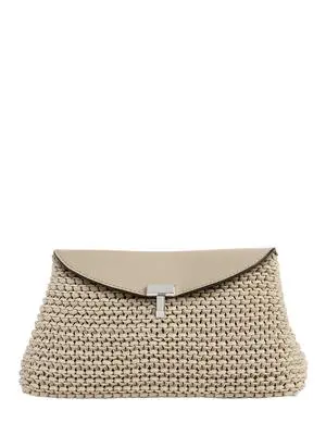 TOTÊME Mini T-Lock Woven Leather Clutch