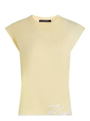 Karl Lagerfeld Signature-hem Tank Top - Yellow