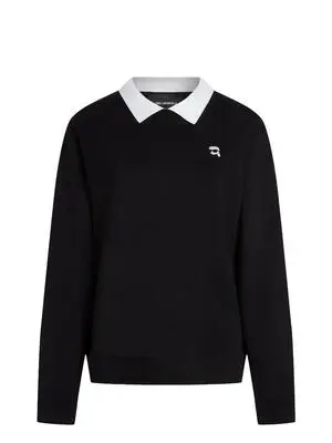 Karl Lagerfeld Ikon Collared Sweatshirt - Black