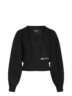 Karl Lagerfeld Lace-up Hoodie - Black