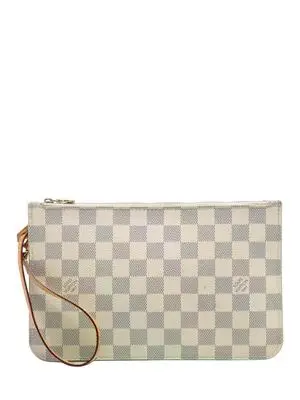 LOUIS VUITTON 2017 Damier Azur Neverfull Mm Pouch - White