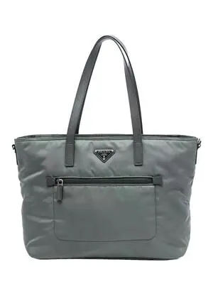 Prada Tessuto Zip Top Convertible Satchel Tote - Grey