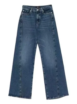 7 For All Mankind Studded-seam Denim Jeans - Blue