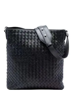 Bottega Veneta Nappa Intrecciato Crossbody Bag - Black