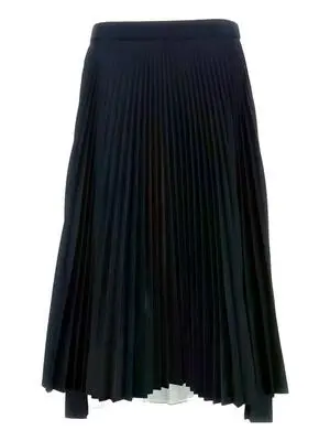 Plan C Pleated Asymmetric Midi Skirt - Blue