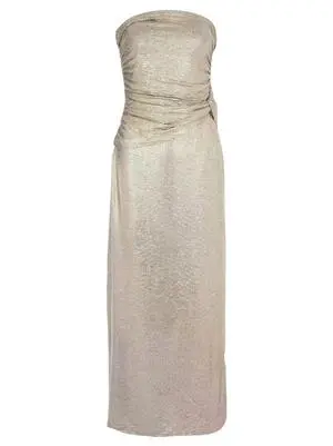 Significant Other Caera Ruched Strapless Maxi Dress - Gold