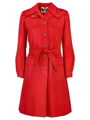 Valentino Garavani Belted Midi Shirt Dress - Red