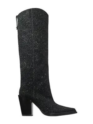 JIMMY CHOO Cece Glitter Pointed Boots - Black