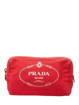 Prada 2010-2025 Canvas Canapa Pouch - Red