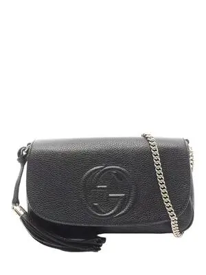 Gucci Grained Leather Interlocking G Soho Crossbody Bag - Black