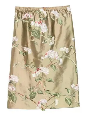 AO YES Floral-embroidered Skirt - Neutrals
