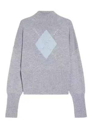 Max Mara Crystal-embellished Mock-neck Sweater - Grey